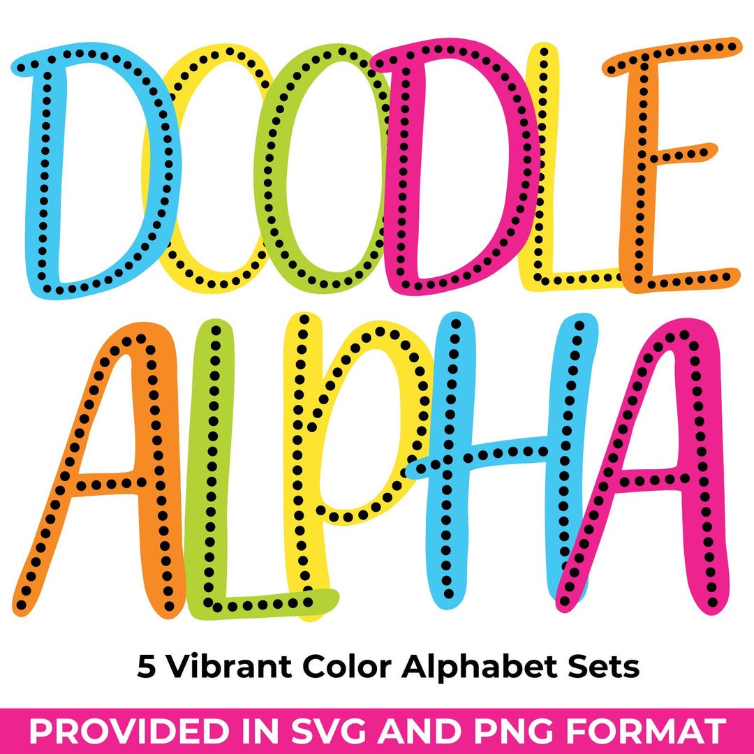 Black Dots Alphabet Bundle, Doodle Alphabet Svg Design, Doodle ...