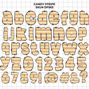 Stripes Pattern Alphabet Clipart, Minimalist Striped Letters, Stylish ...