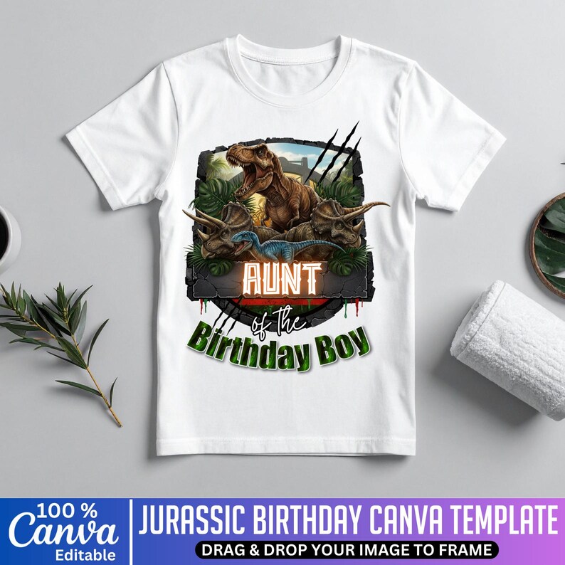 Jurassic Birthday Canva Template, Editable Dinosaur T Shirt Design ...