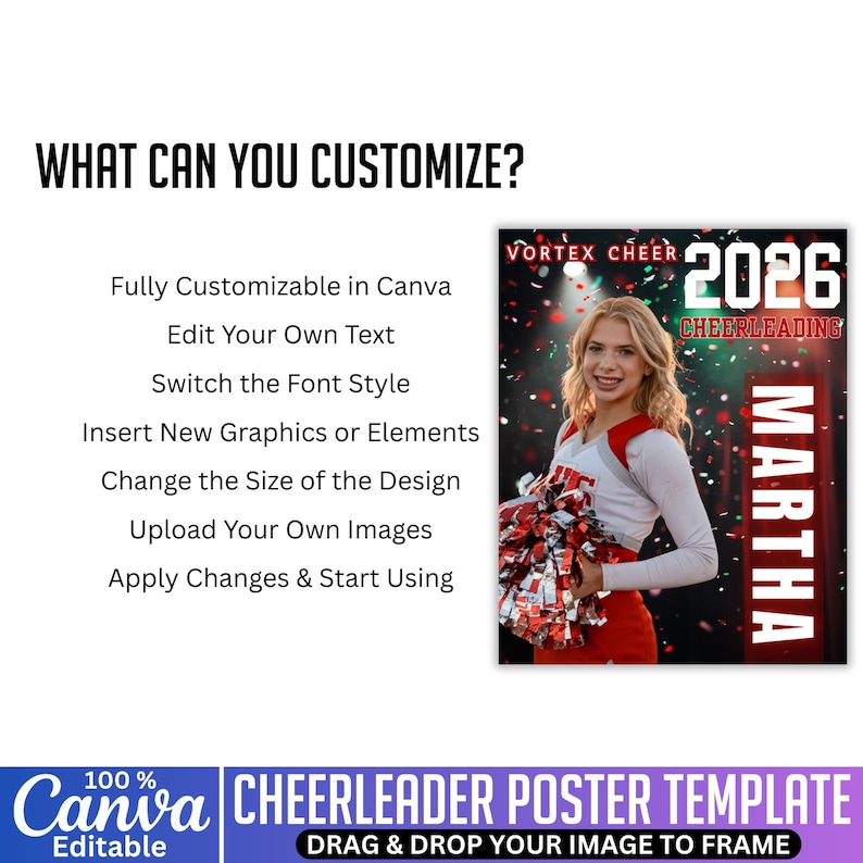 Cheerleader Poster Canva Editable Template, Canva Editable Cheerleading ...