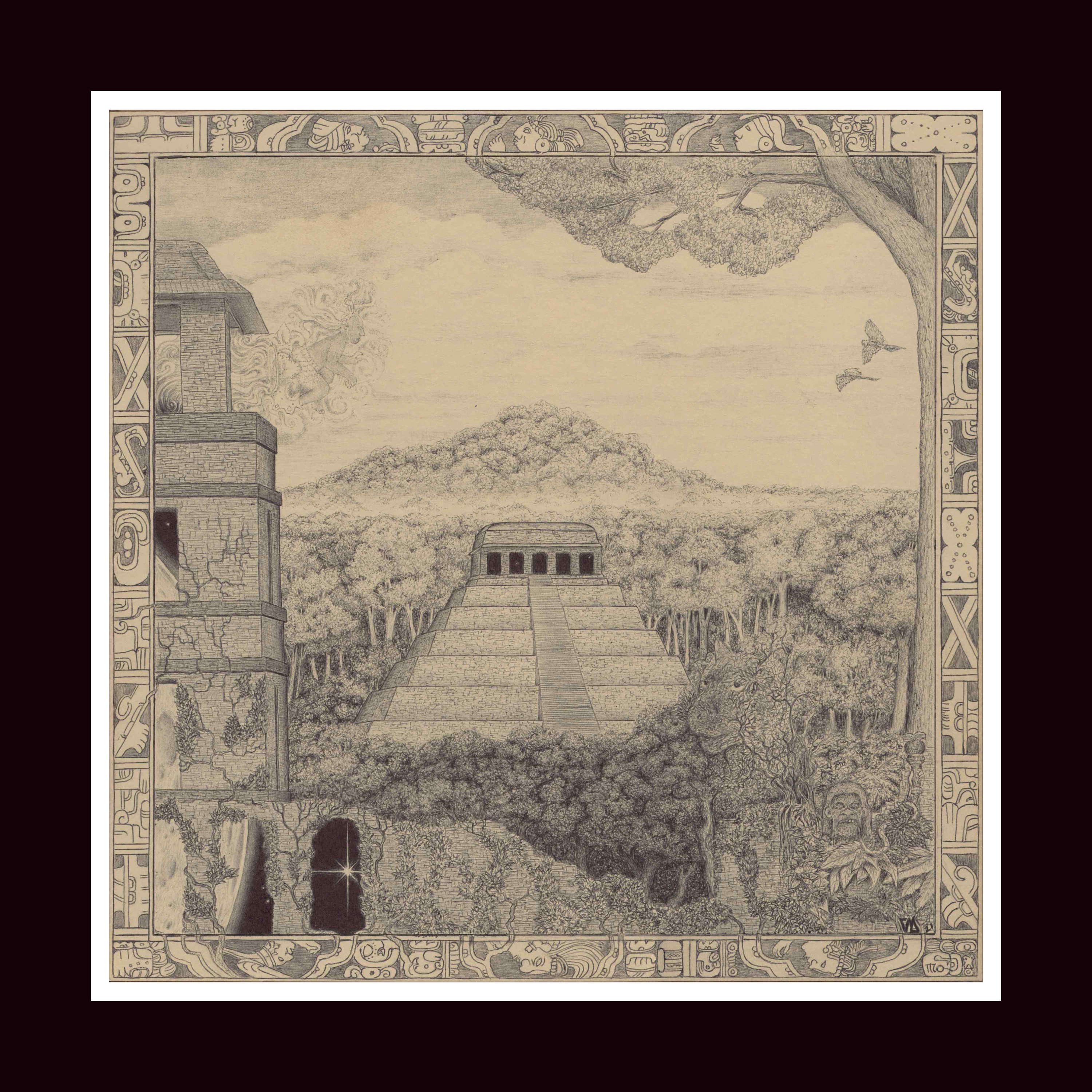 Maya Palenque Art Print Mayan Temple Art Mayan Indian Art - Etsy