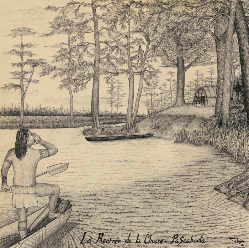 Native American Art Print, Southeastern Indian Print, Pascagoula Indian ...