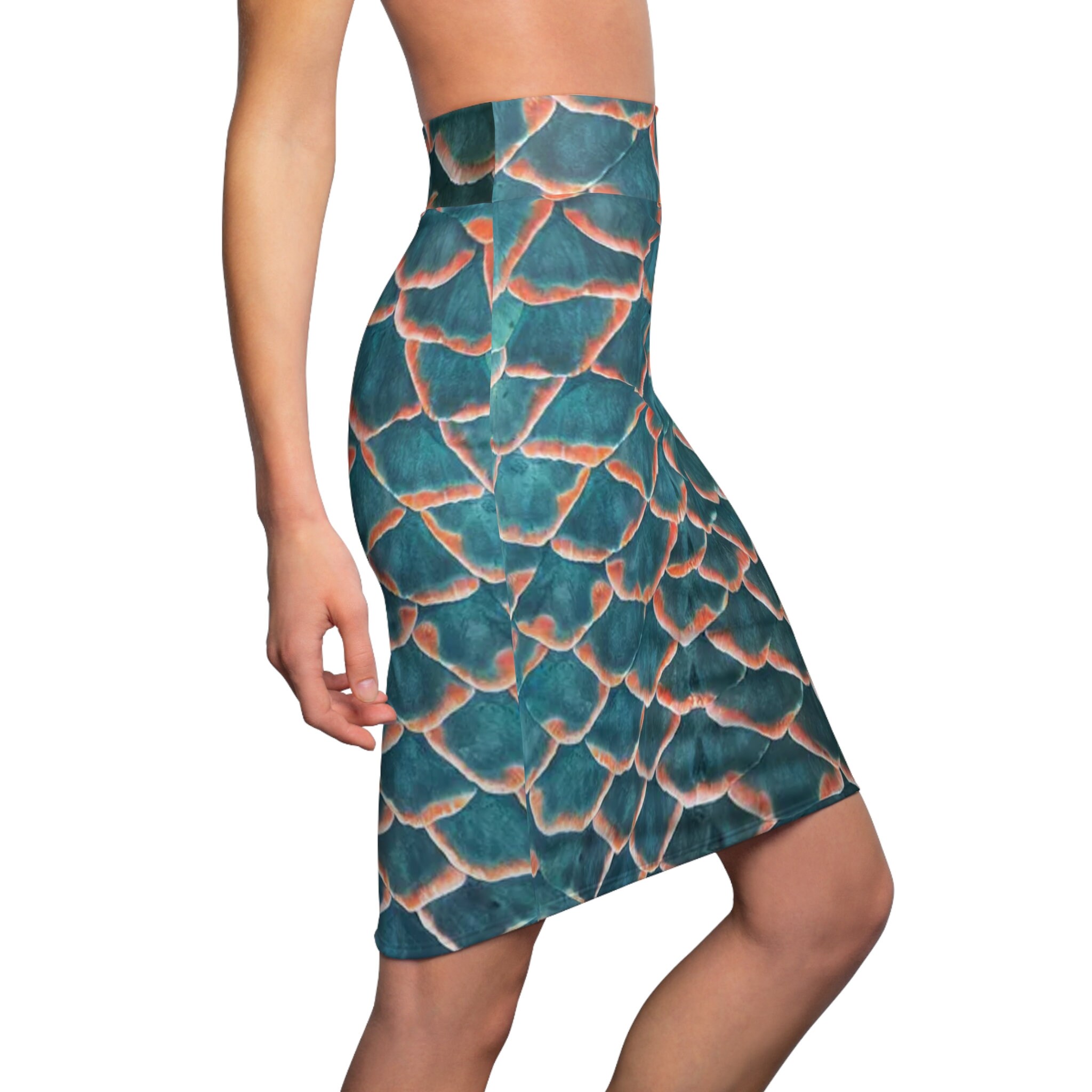 Mermaid Scale Pencil Skirt – Fitted Polyester Spandex - Etsy