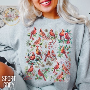 Christmas Crewneck Sweatshirt, Vintage Cottagecore Red Cardinal ...