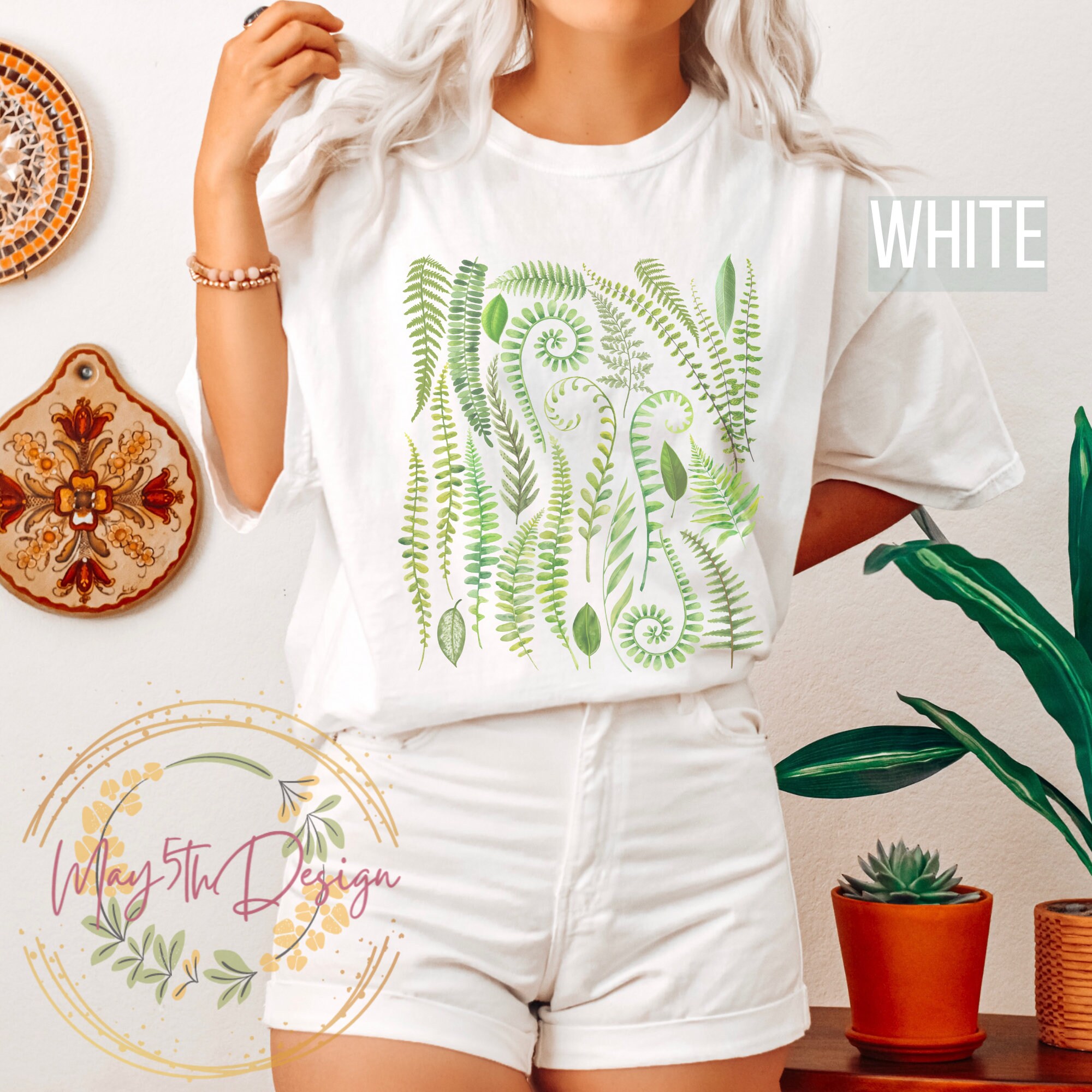 Forester Shirt, Fern Print Shirt Goblincore Fern Botanical Nature Plant ...