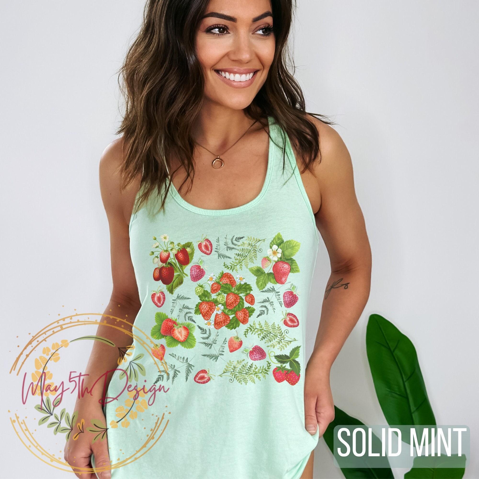 Womens Strawberry Tank Top, Strawberries Shirt for Women, Strawberry ...