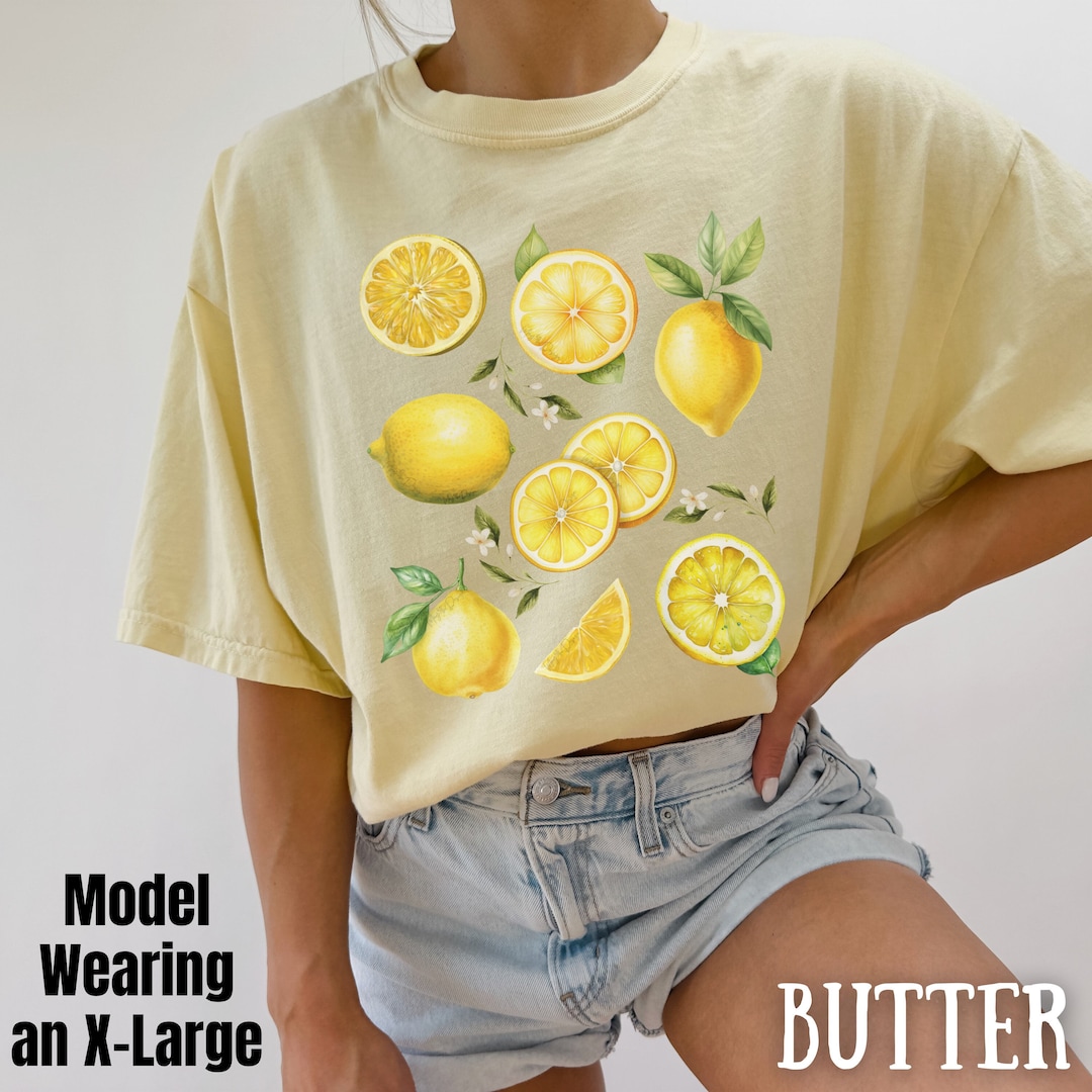 Lemon T-shirt, Lemon Shirt, Lemon Fruit Shirt, Lemon Graphic Print T ...