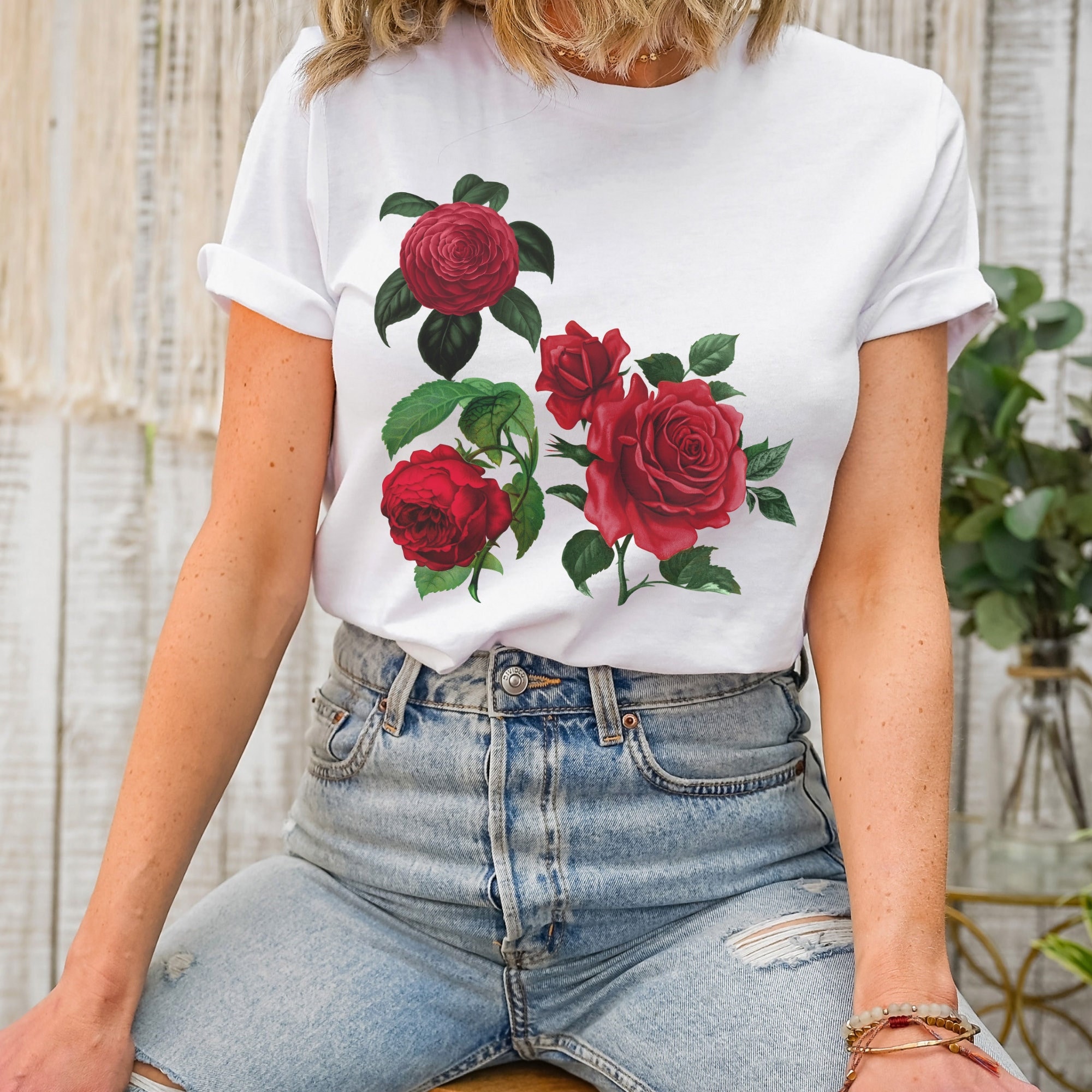 Red Roses Tee, Red Roses Shirt, Pretty Red Roses Shirt, Floral Shirts ...
