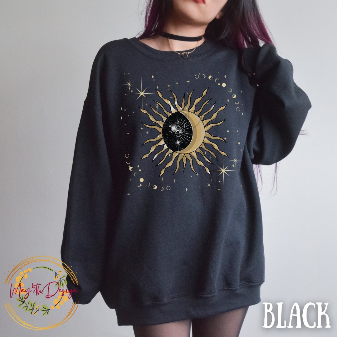 Celestial Mystical Sun and Moon Crewneck Sweatshirt With Seeing Eye ...