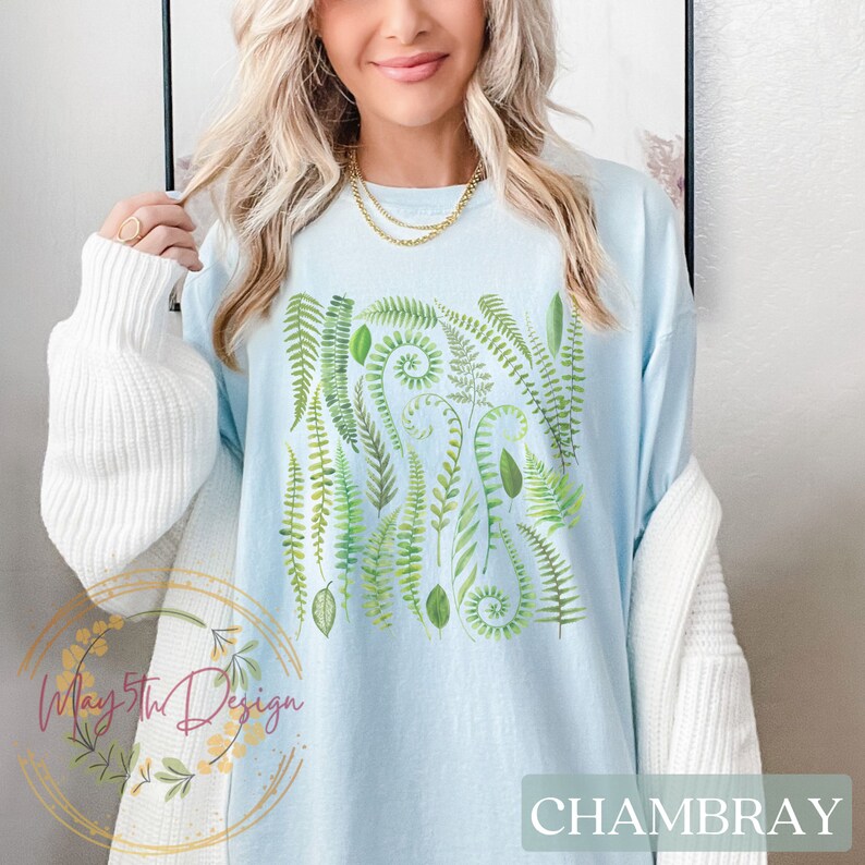 Forester Shirt, Fern Print Shirt Goblincore Fern Botanical Nature Plant ...