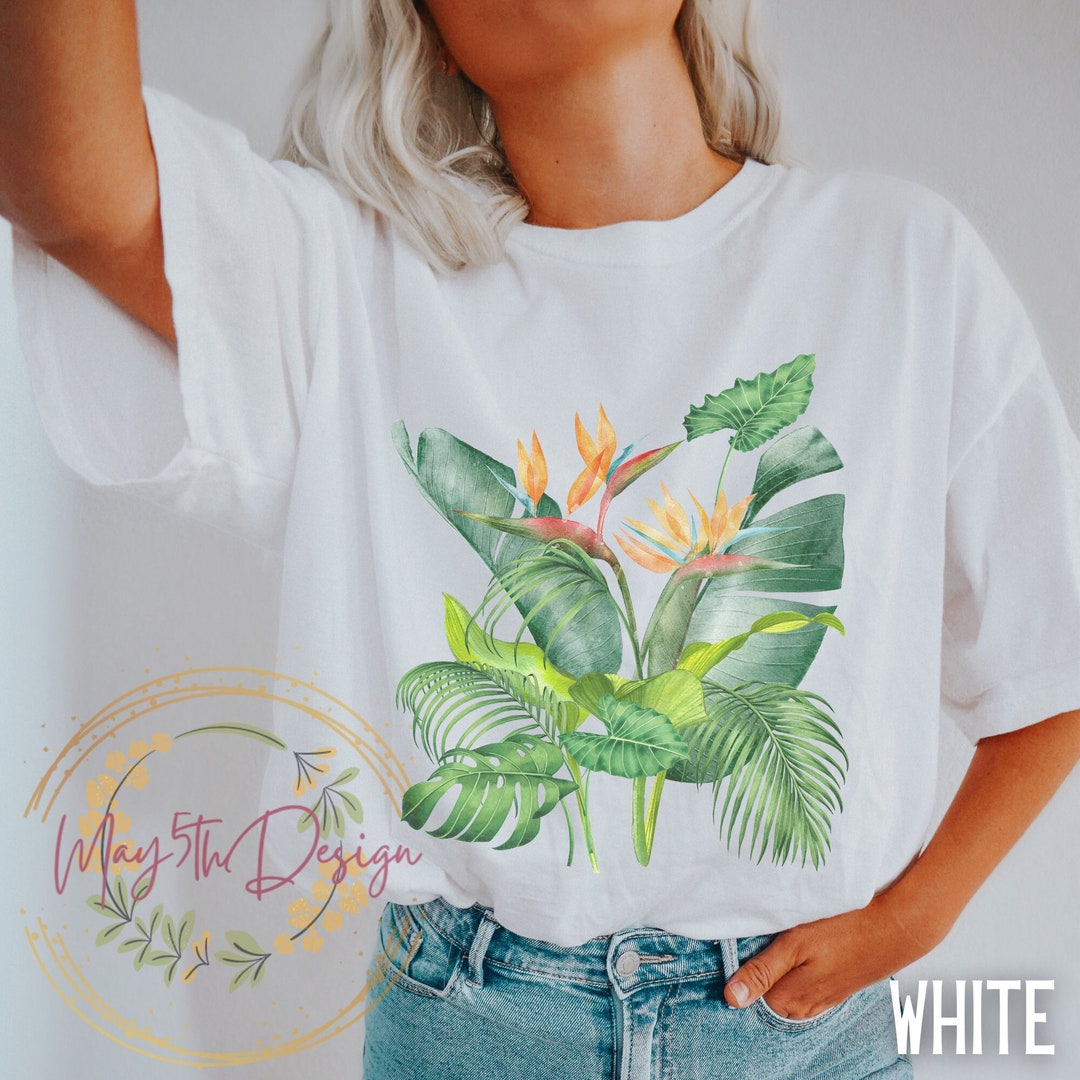 Tropical Plant Shirt Philodendron Hawaiian Shirt Hibiscus Shirt Bird of ...