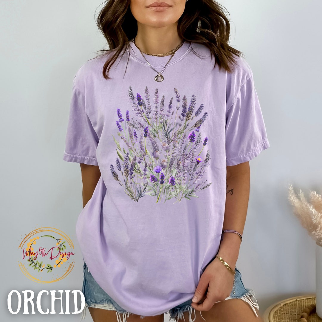 Lavender Botanical Wildflower Comfort Colors Shirt, English Lavender ...