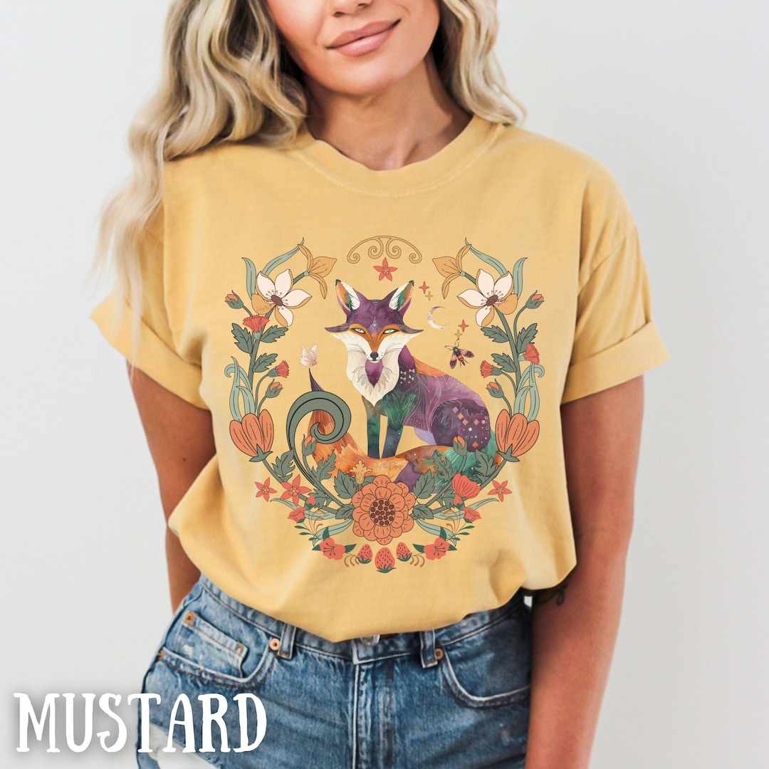 Cute Fox Shirt Comfort Color Folklore Forest Fox Shirt Folk Art Scandi ...