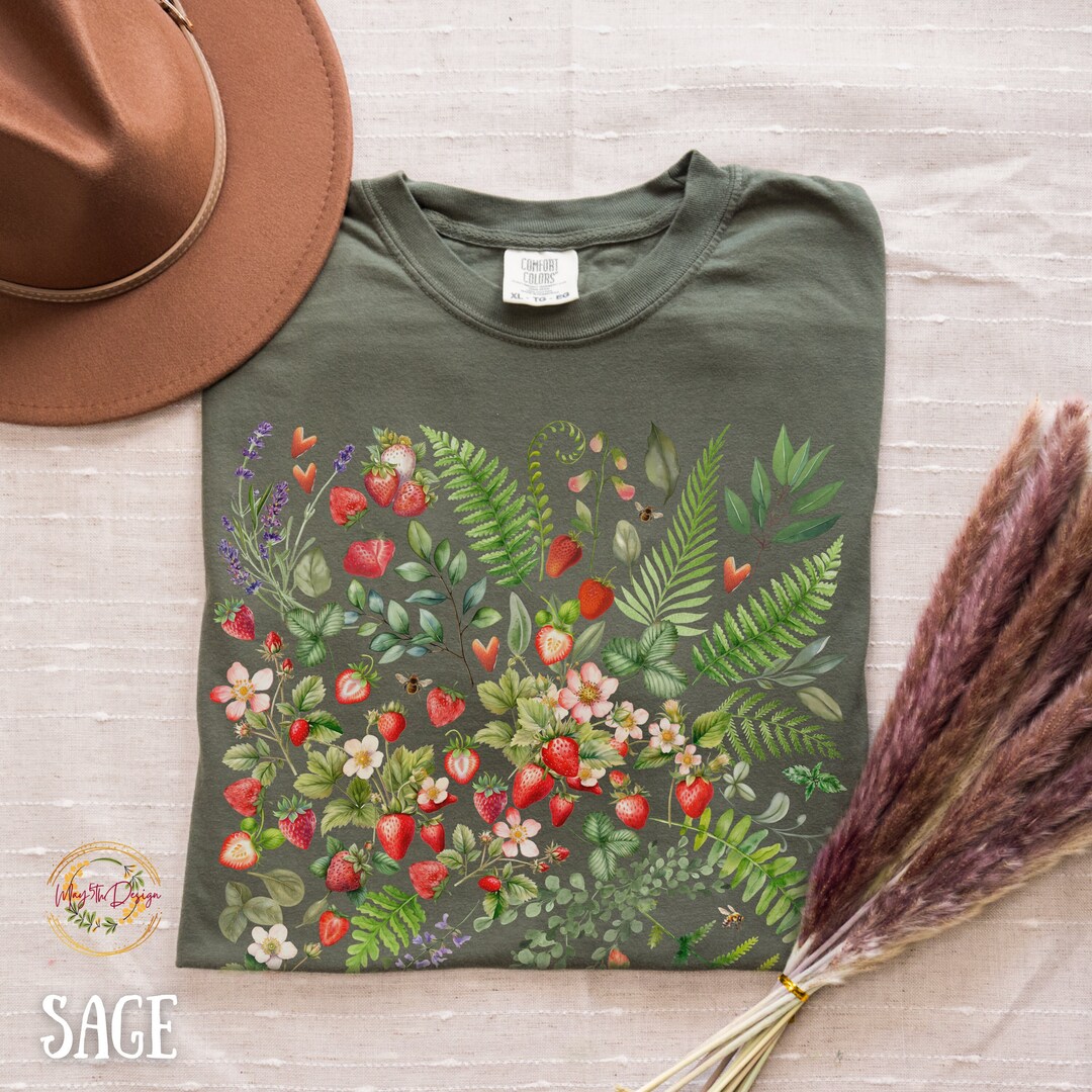 Vintage Cottage Core Shirt Comfort Color Garden Shirt Botanical Shirt ...