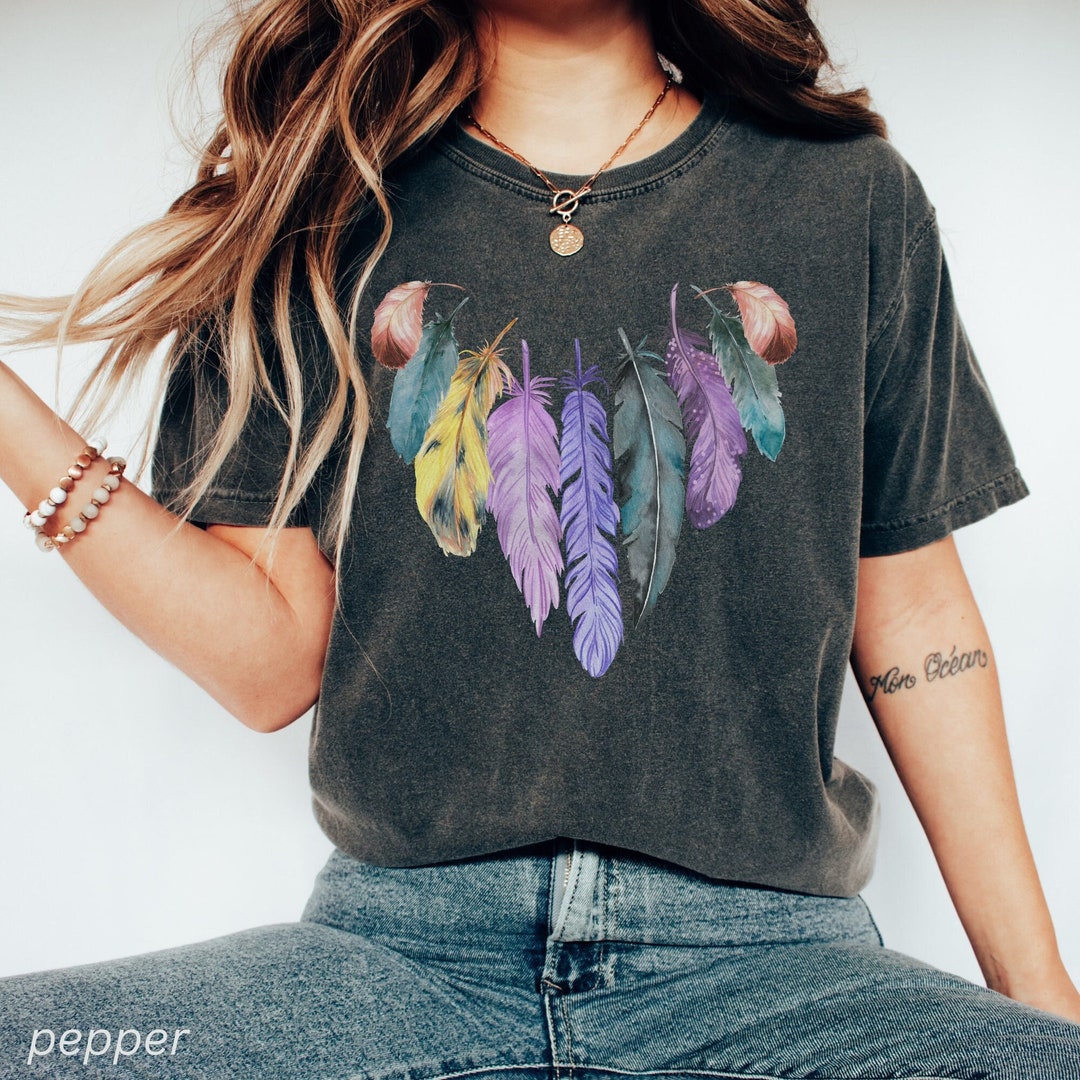 Comfort Colors® Feather T-shirt Boho Bird Feather Shirt Tribal Feathers ...