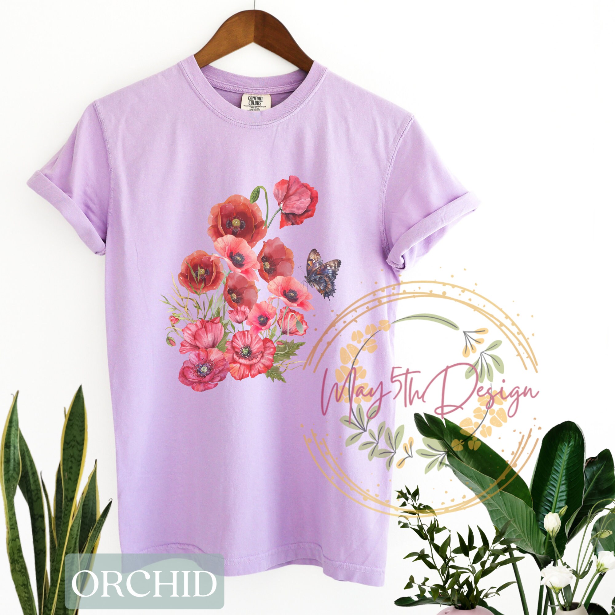 Poppies Flower Shirt, Wildflowers Botanical Shirt, Poppy August Birth ...