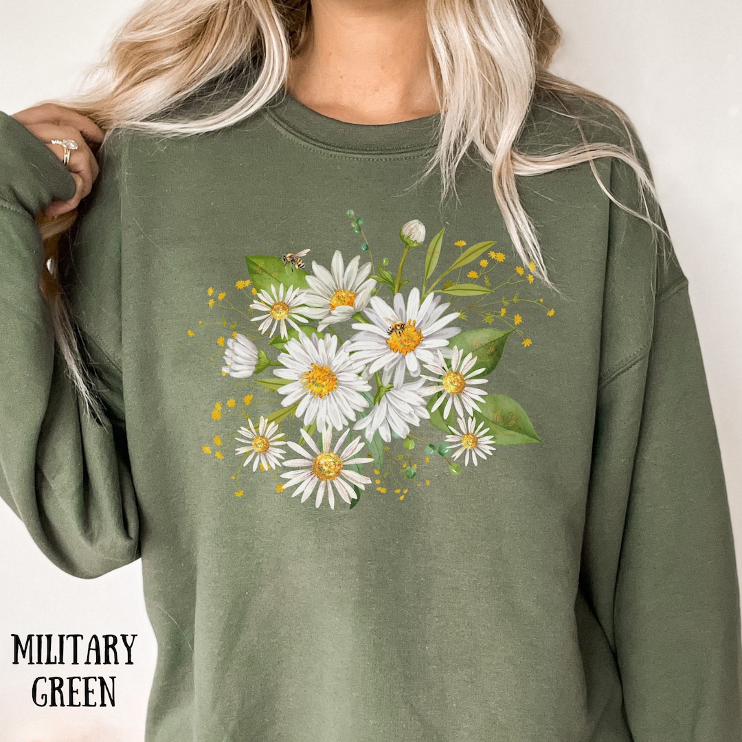 Daisies Crewneck Sweatshirt Flower Sweatshirt Floral Botanical Plant ...