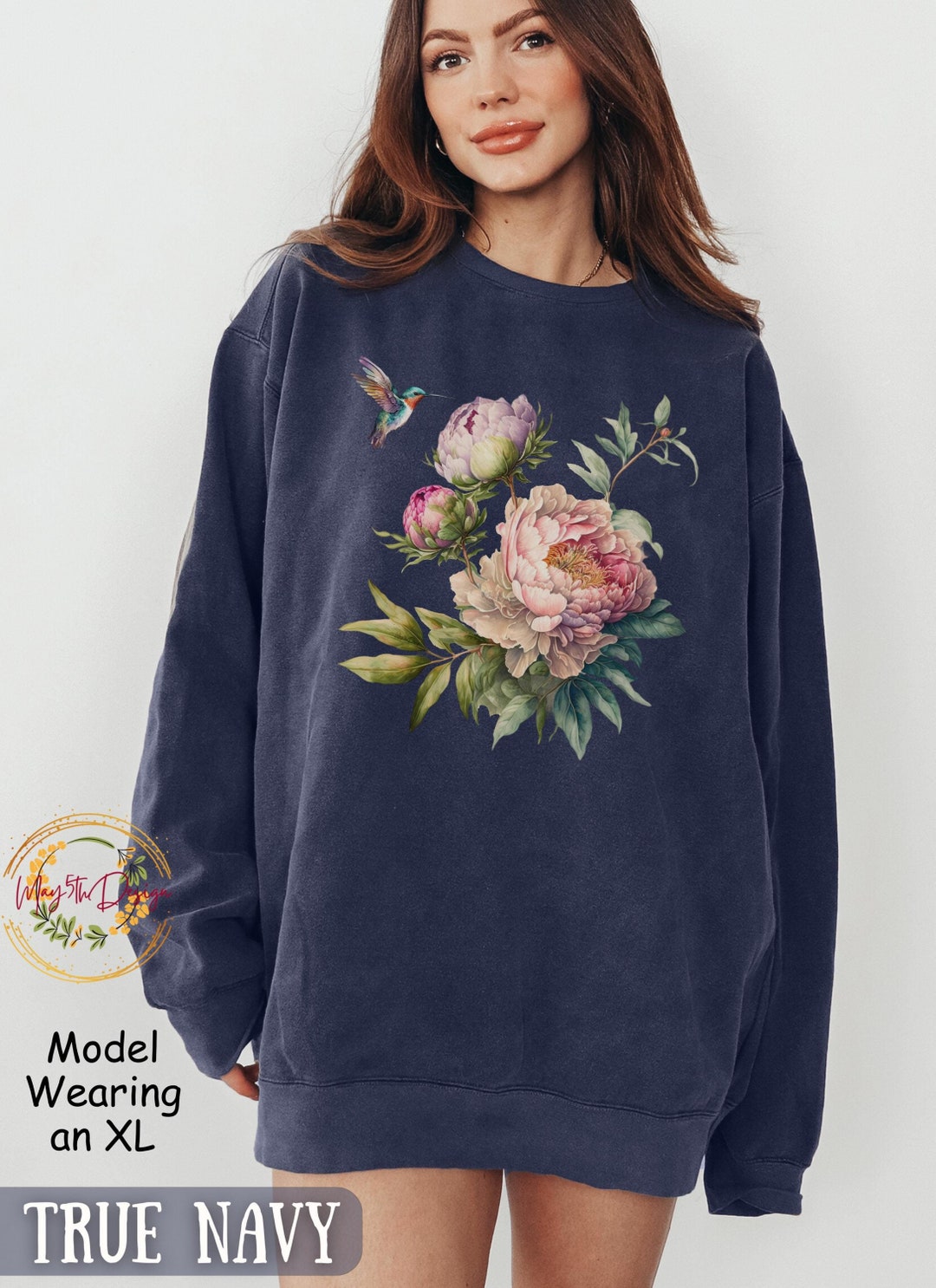 Hummingbird Sweatshirt, Floral Hummingbird Shirt, Hummingbird Flowers ...