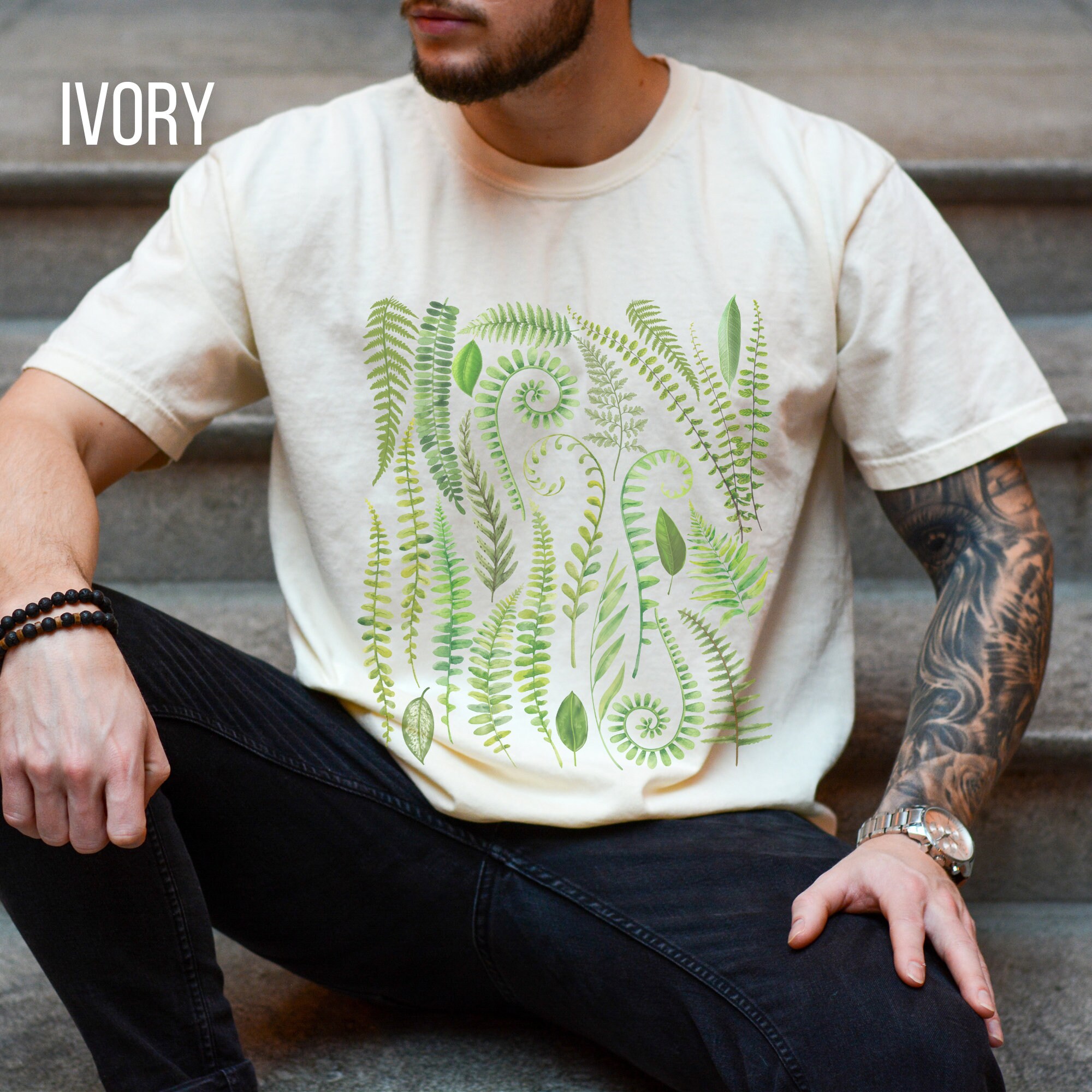 Forester Shirt, Fern Print Shirt Goblincore Fern Botanical Nature Plant ...