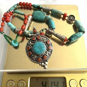 Vintage Ethnic Tibetan Handcrafted Pendant Necklace With Tibetan Coral ...