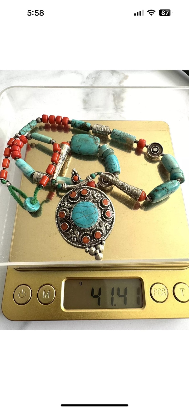 Vintage Ethnic Tibetan Handcrafted Pendant Necklace With Tibetan Coral ...