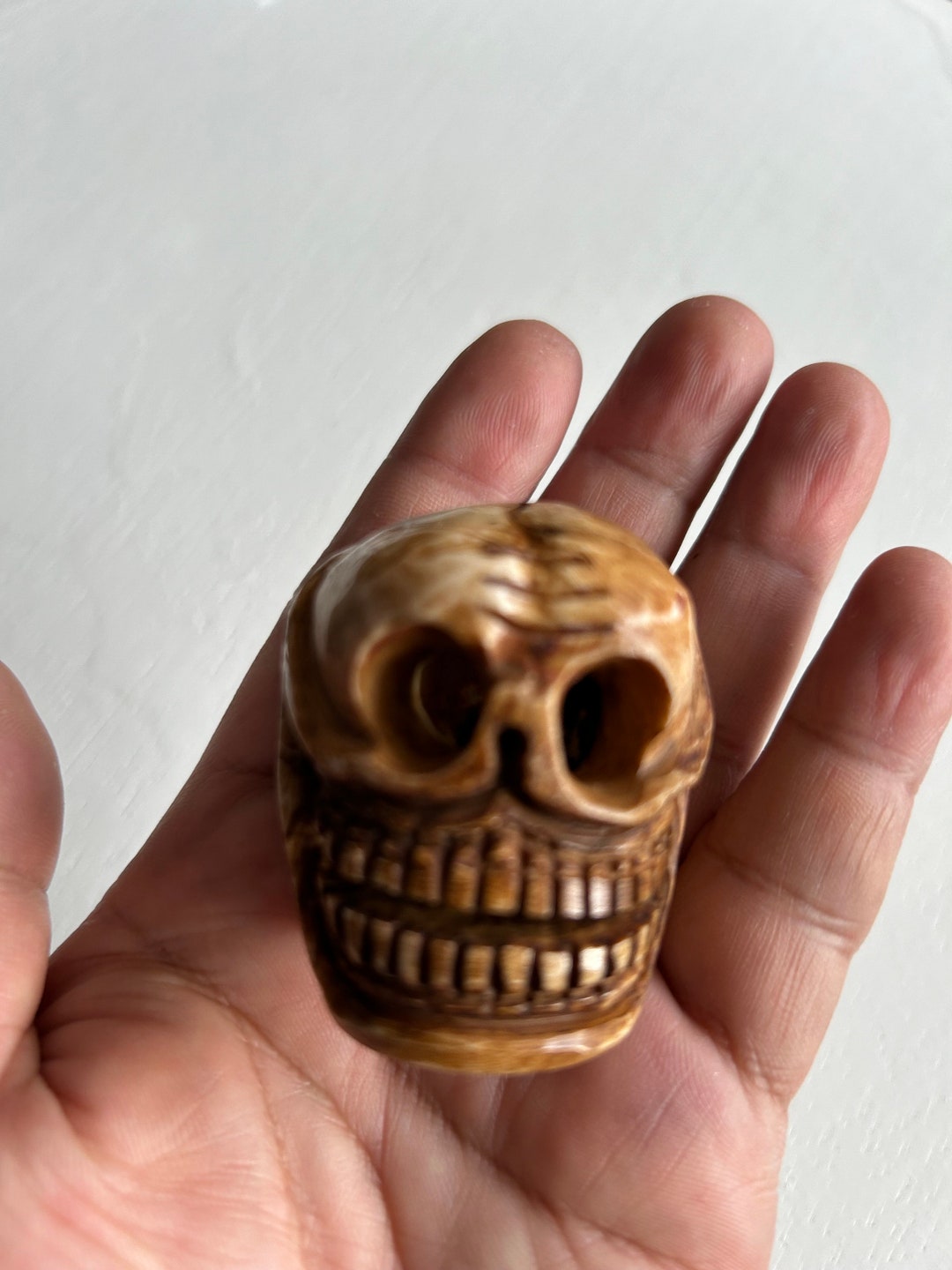 Vintage Large Yak Bone Handcarved Skull Shape for Decor, Pendant and ...