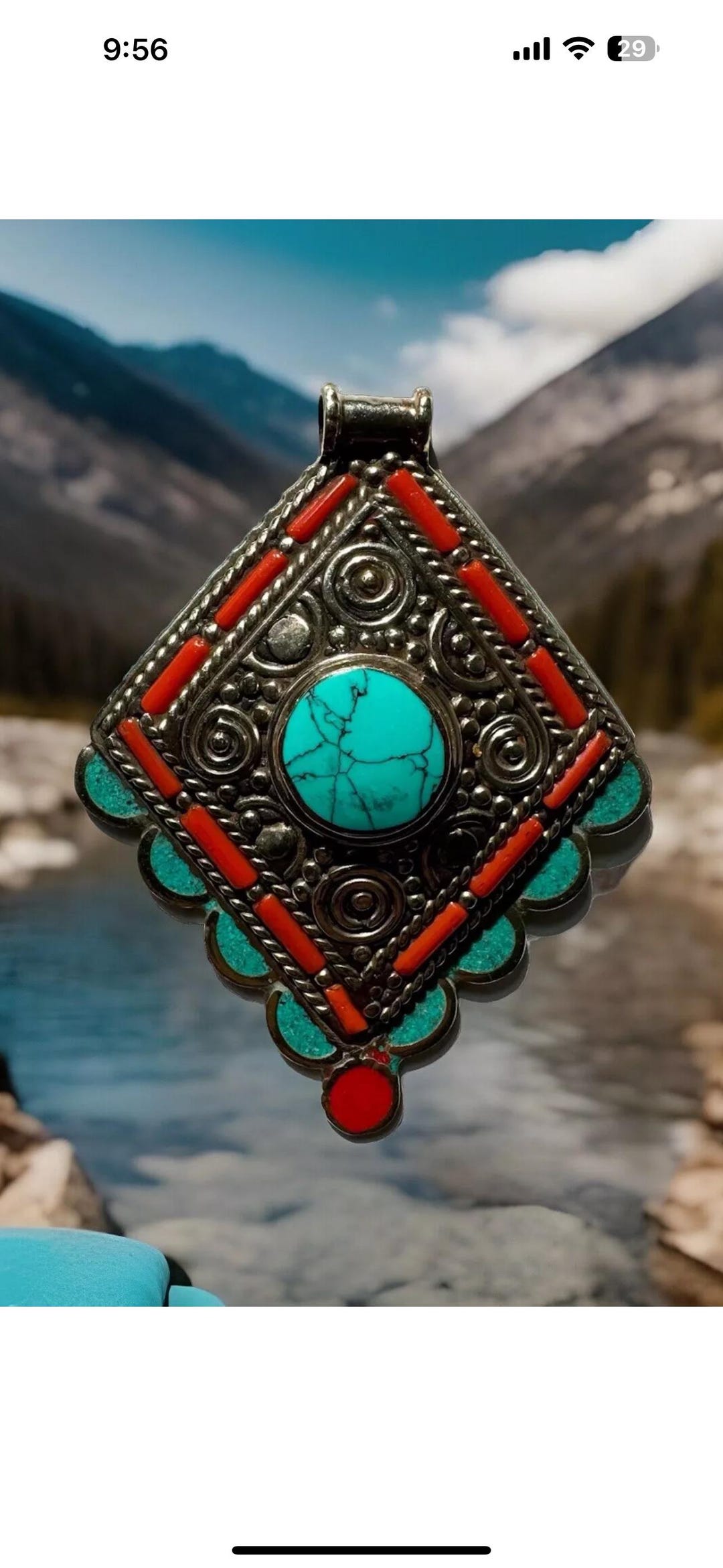 Gorgeous Tibetan Tribal and Navajo Theme Handcrafted Pendant With Inlay ...