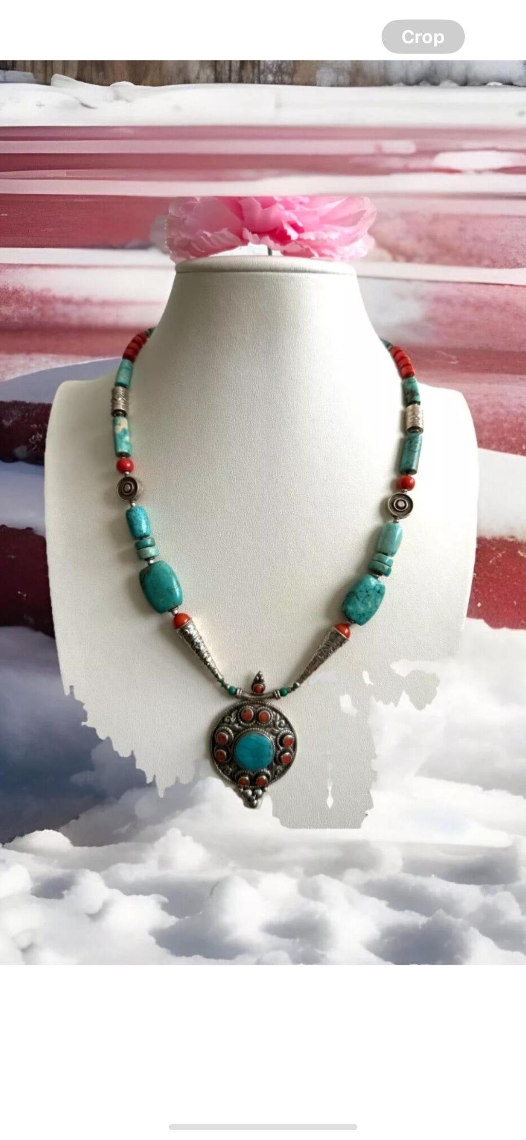 Vintage Ethnic Tibetan Handcrafted Pendant Necklace With Tibetan Coral ...