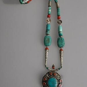Vintage Ethnic Tibetan Handcrafted Pendant Necklace With Tibetan Coral ...