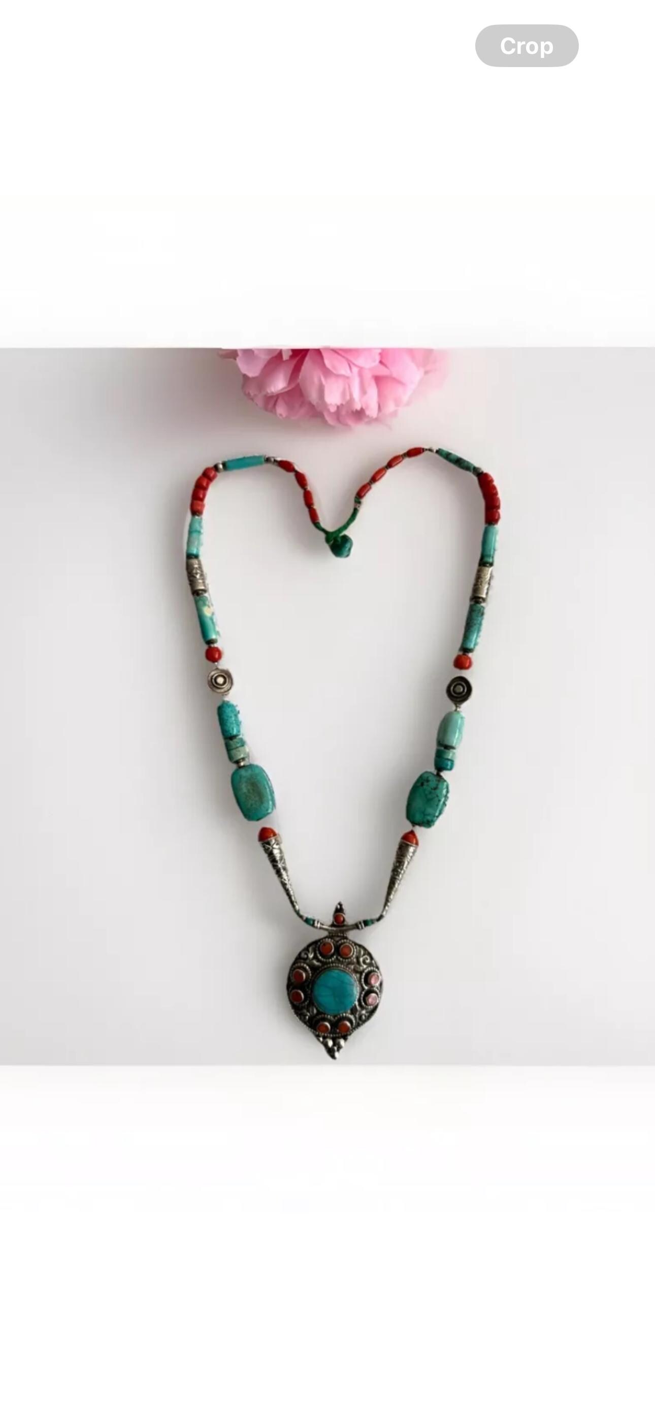 Vintage Ethnic Tibetan Handcrafted Pendant Necklace With Tibetan Coral ...