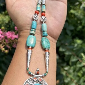 Vintage Ethnic Tibetan Handcrafted Pendant Necklace With Tibetan Coral ...
