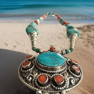 Vintage Ethnic Tibetan Handcrafted Pendant Necklace With Tibetan Coral ...