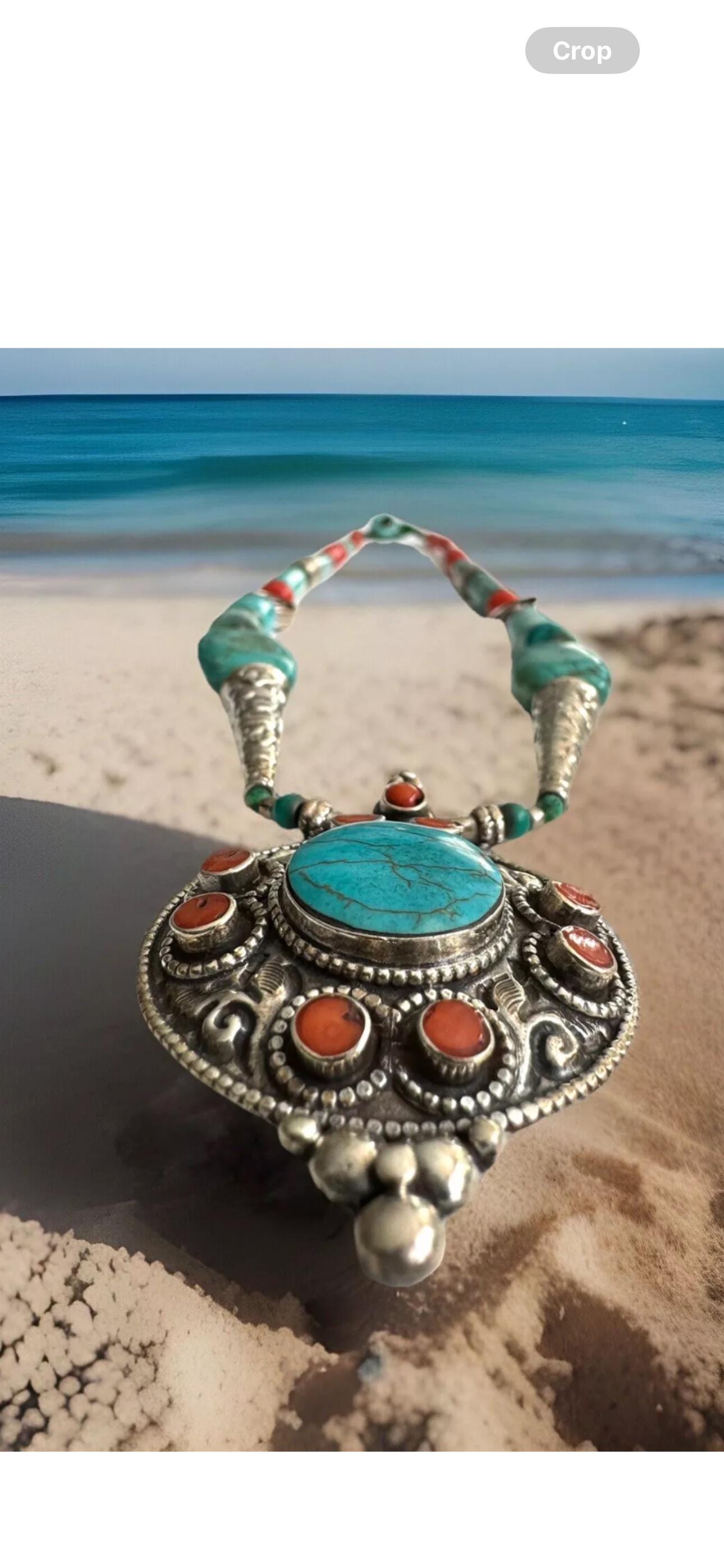 Vintage Ethnic Tibetan Handcrafted Pendant Necklace With Tibetan Coral ...