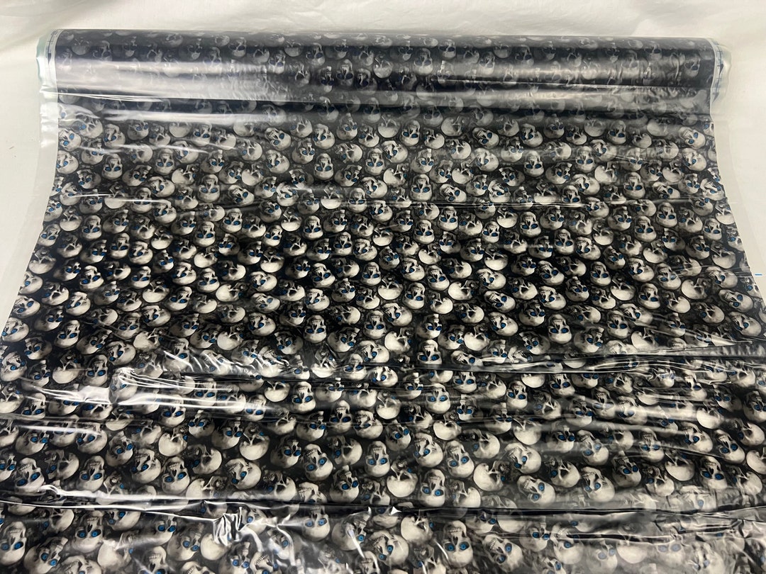 Hydrographics Film Water Transfer Blue Eyes Black and Gray Skulls Transparent Wrap 0.5m X 40m ...