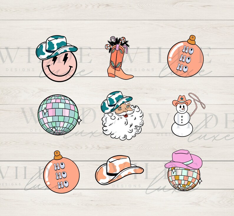 Trendy Cowboy Christmas Disco Cowgirl Christmas PNG Santa Holidays ...