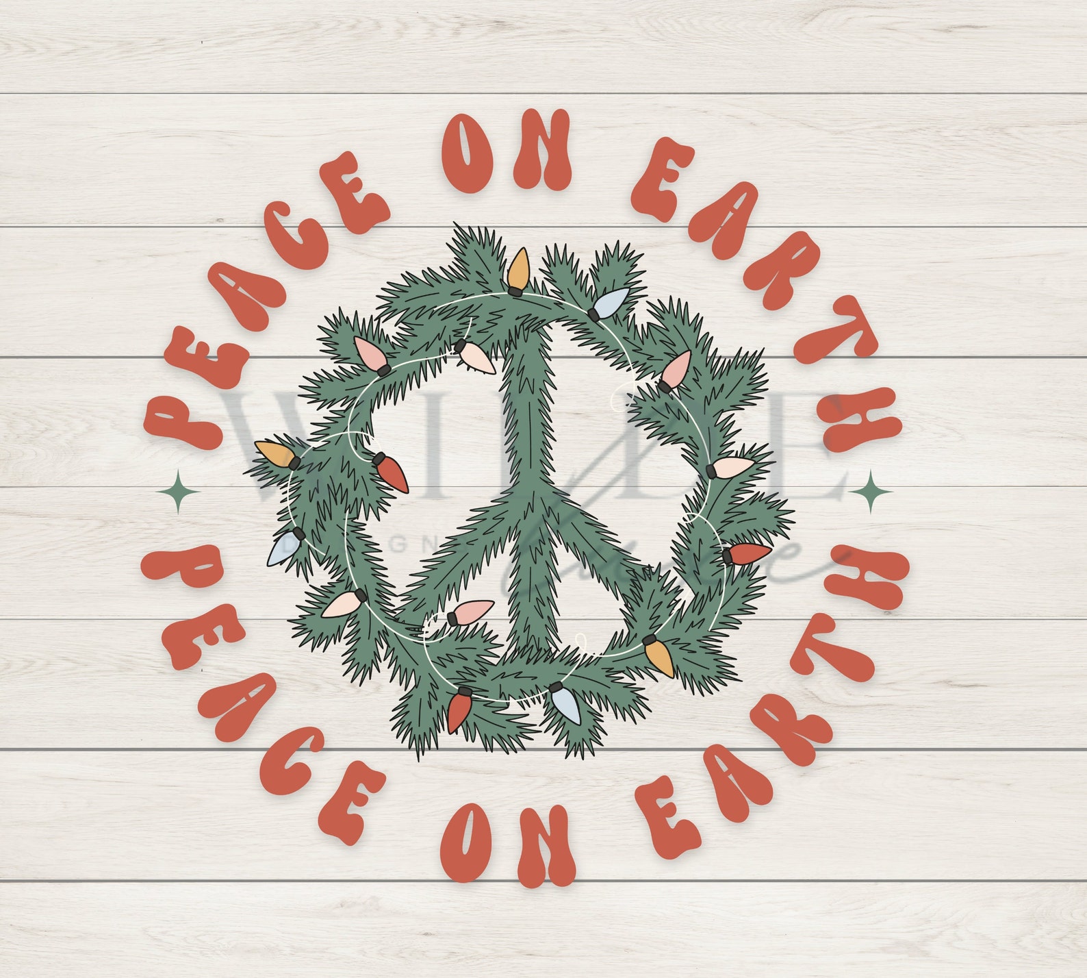 Retro Peace on Earth PNG Christmas Groovy Holidays Sublimation SVG ...