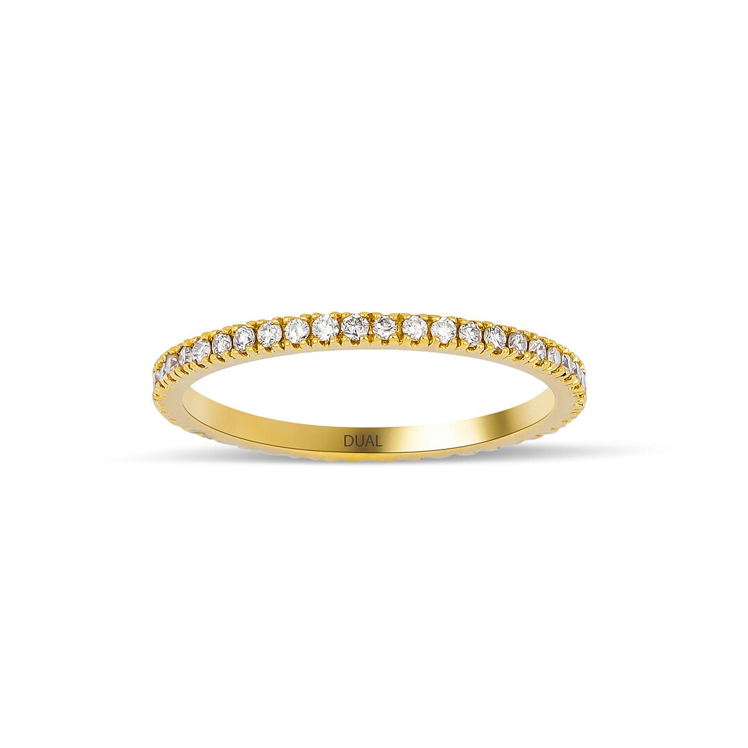 14K Solid Gold Half Eternity Ring / Gold Eternity Ring / Half Around ...