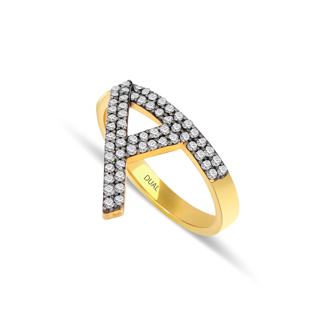 Personalized Name Ring / Custom Name Ring / 14K Solid Gold Initial ...