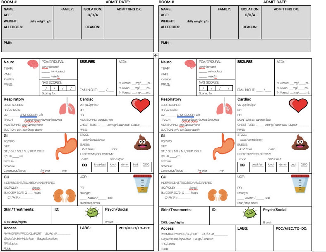 Pediatric Nursing Report Sheet - Etsy