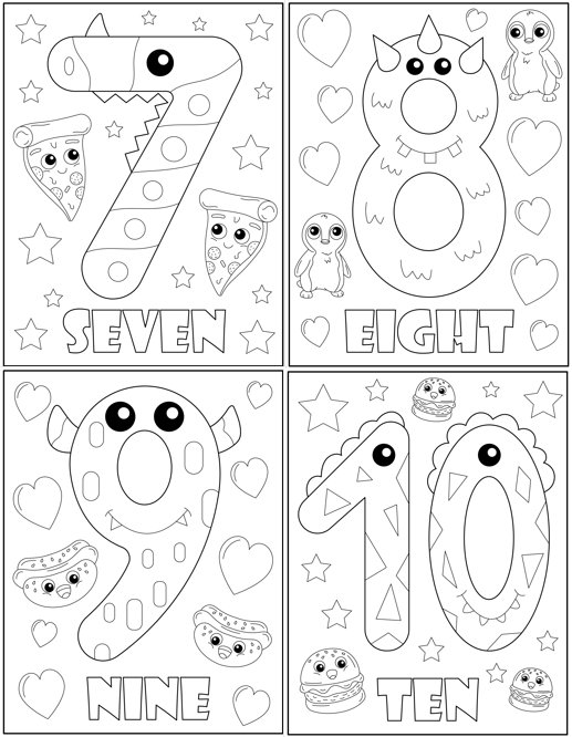 Printable One to Ten Number Coloring Pages - Instant Download - Etsy