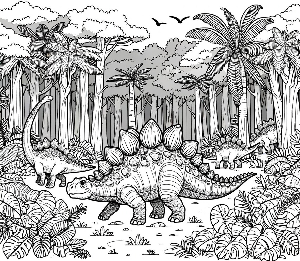 Printable Dinosaurs in Action: A Prehistoric Coloring Adventure- 10 ...