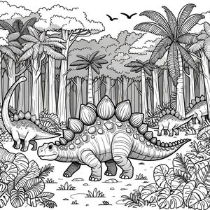 Printable Dinosaurs in Action: A Prehistoric Coloring Adventure- 10 ...