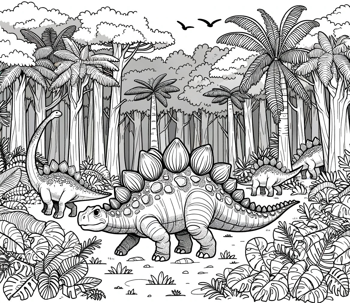 Printable Dinosaurs in Action: A Prehistoric Coloring Adventure- 10 ...