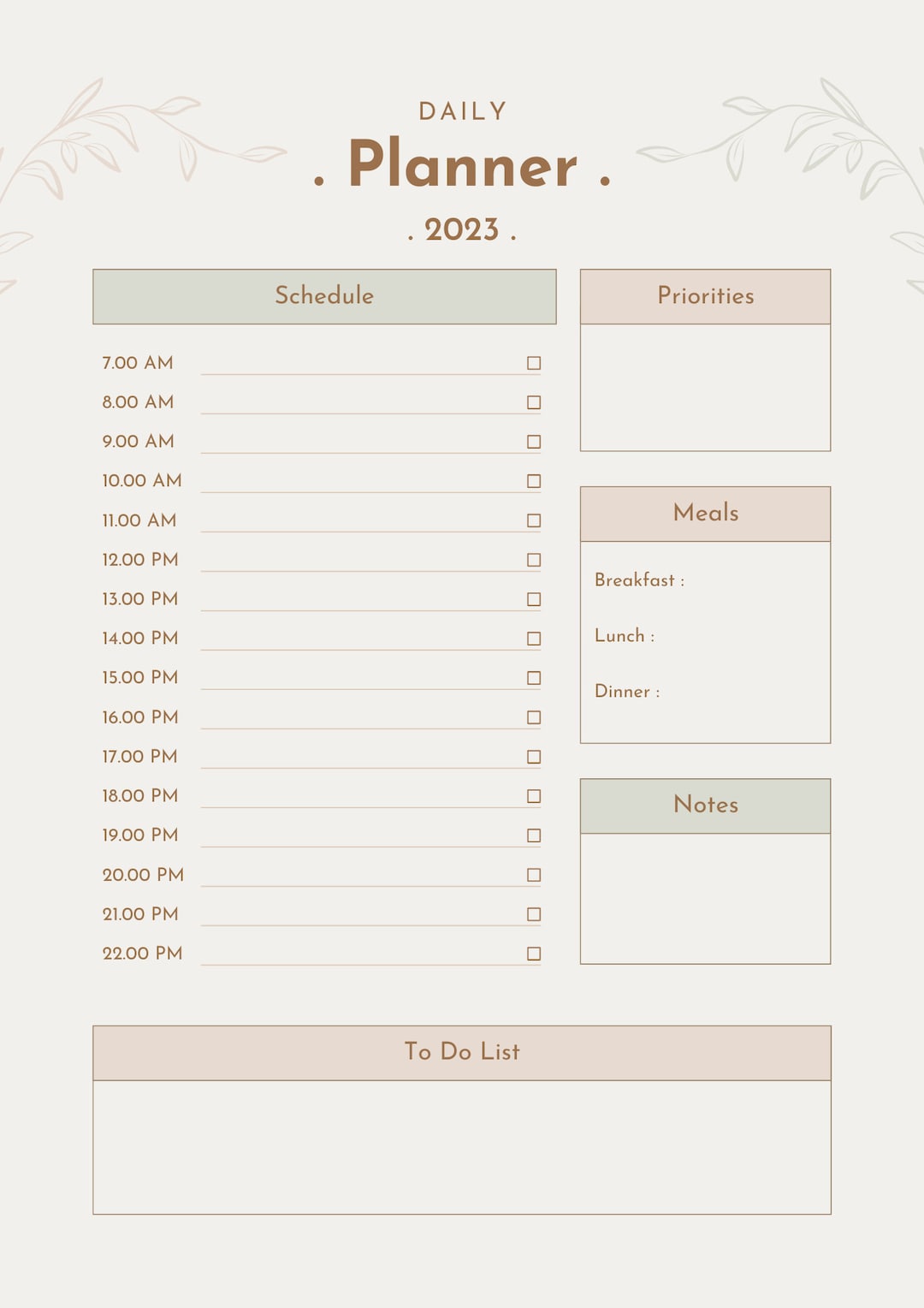 Cream Aesthetic Modern Daily Planner Document - Etsy