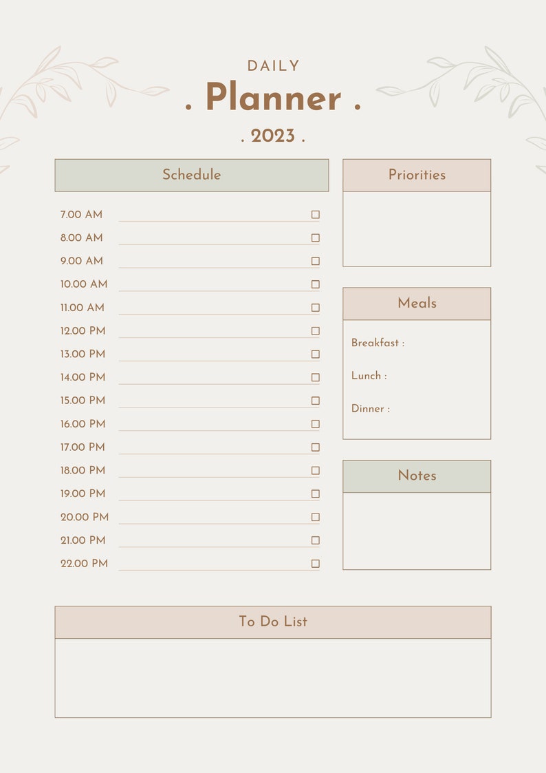 Cream Aesthetic Modern Daily Planner Document - Etsy