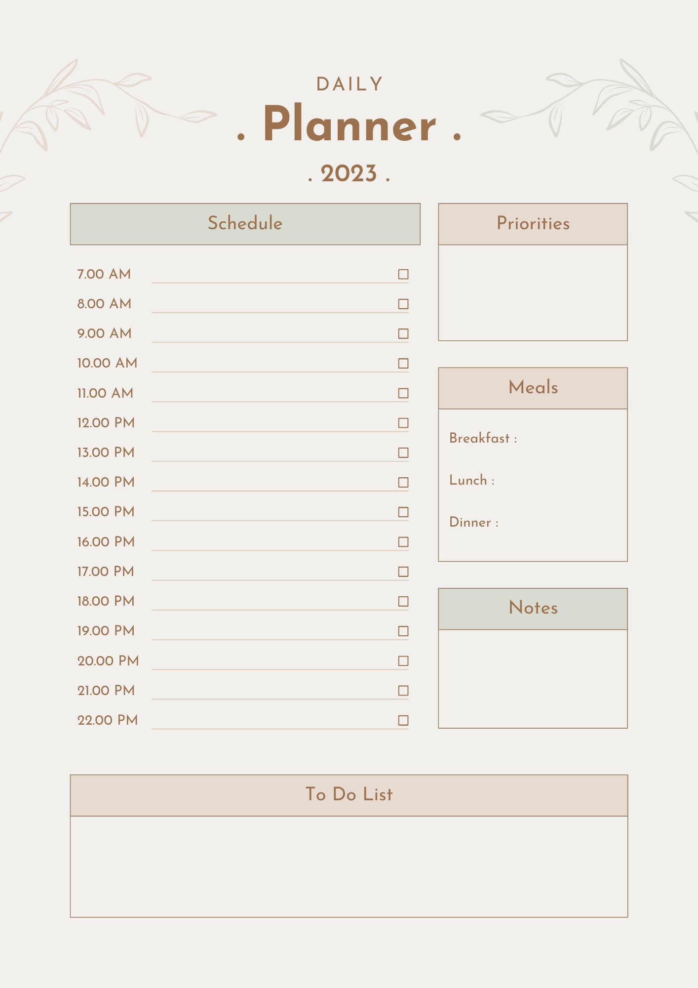 Cream Aesthetic Modern Daily Planner Document - Etsy