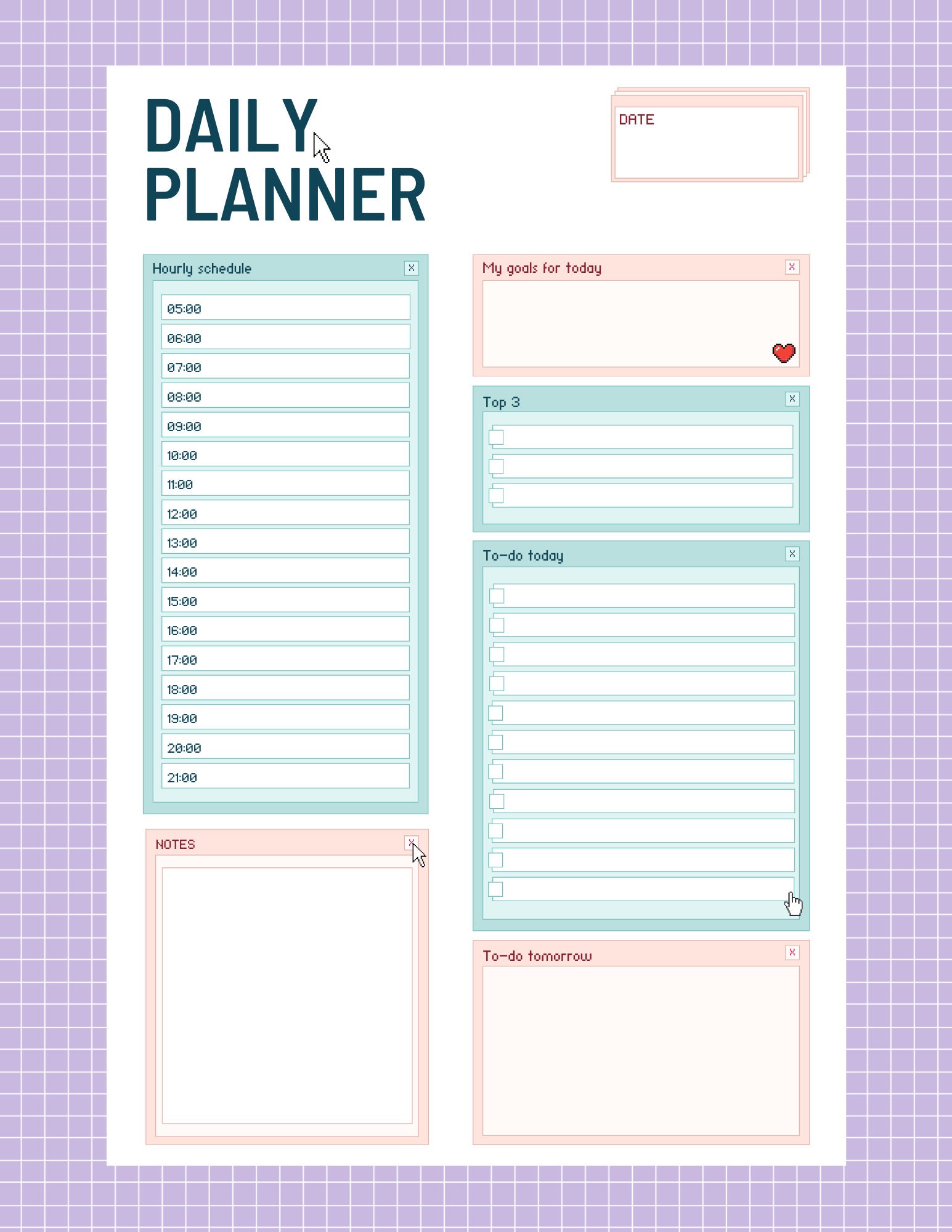 Pastel Colors Digital Daily Planner Back to School Template - Etsy