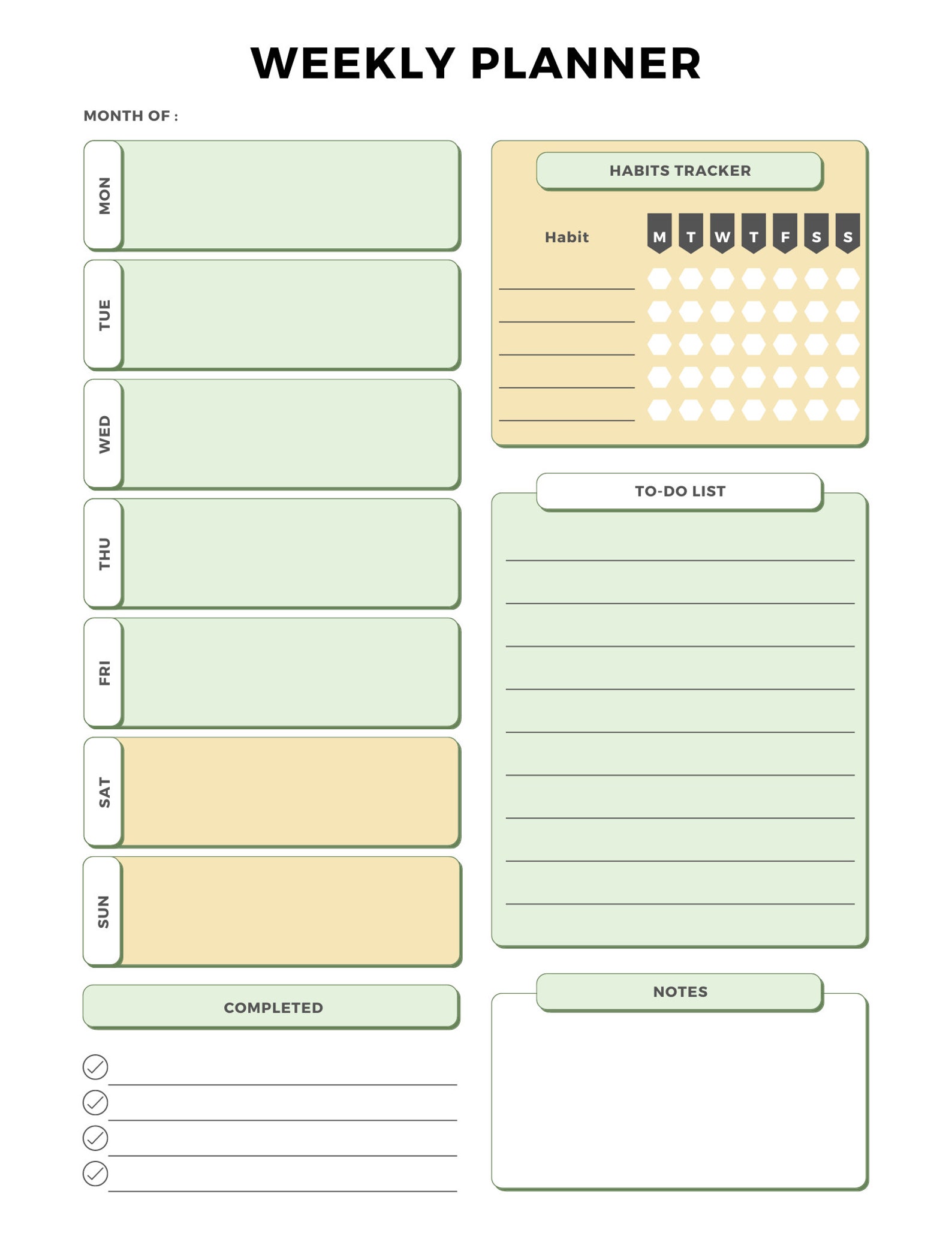 Clean and Simple Weekly Planner Template - Etsy