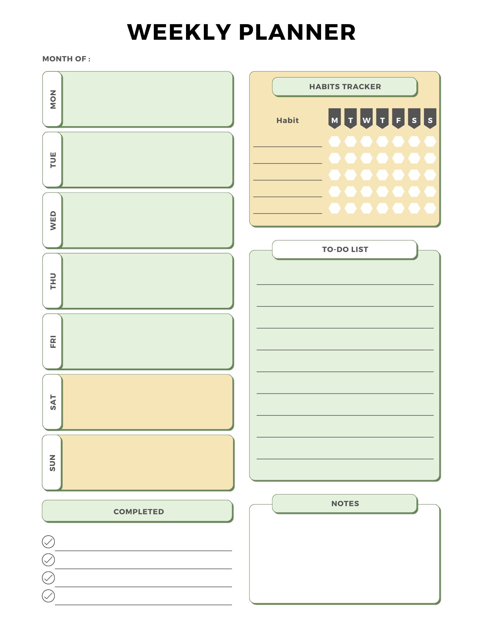Clean and Simple Weekly Planner Template - Etsy