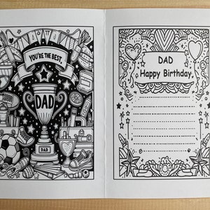 Printable Coloring Birthday Card for Dad, Dads Birthday Gift - Instant ...